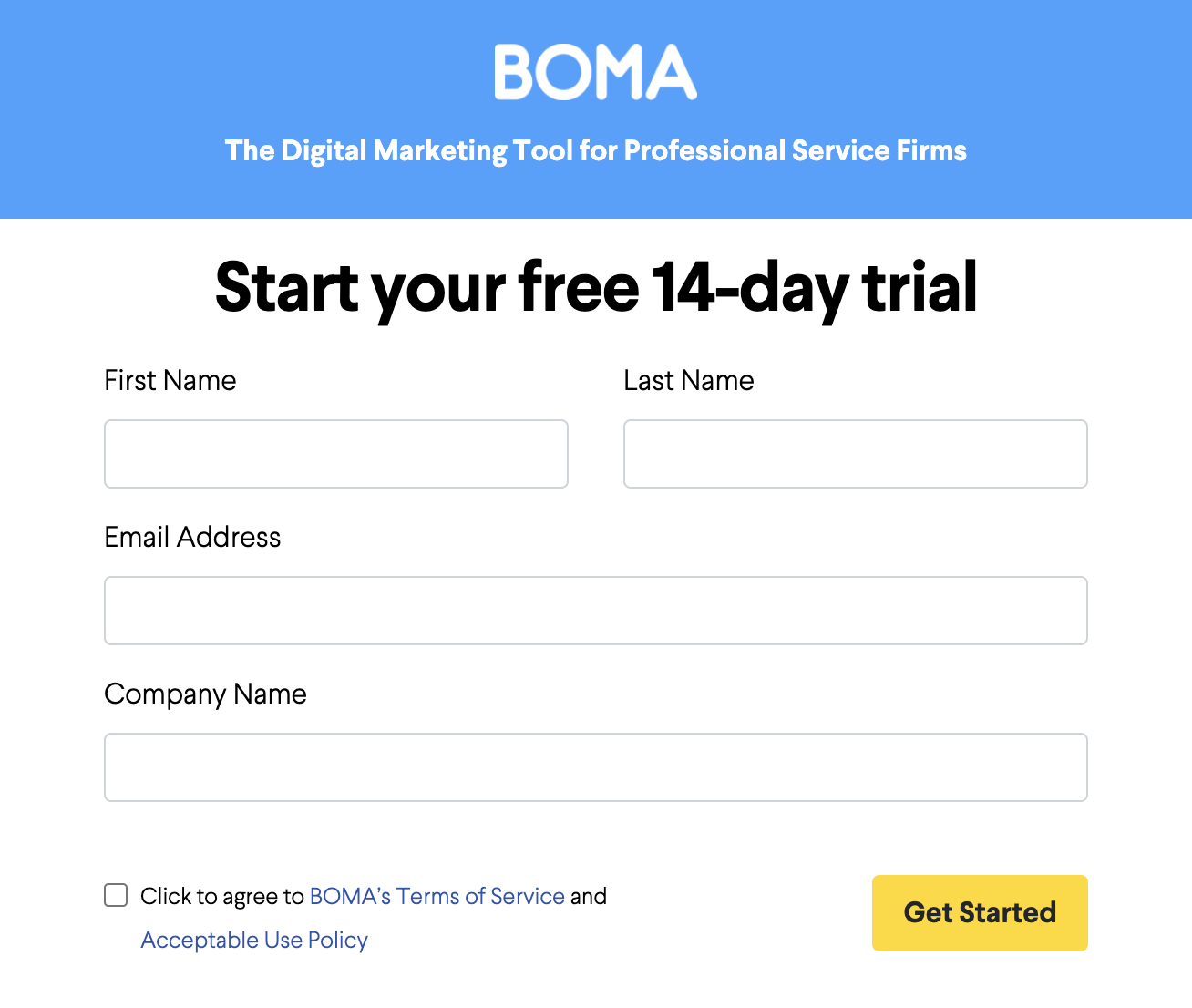 How do I get started / set up my BOMA account?
